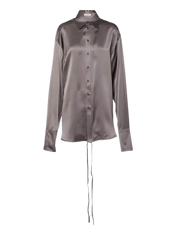 PETER DO Satin Wrap Blouse - Grey