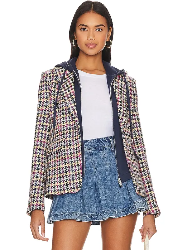 Central Park West Lucia Houndstooth Jacket - Pink Multi