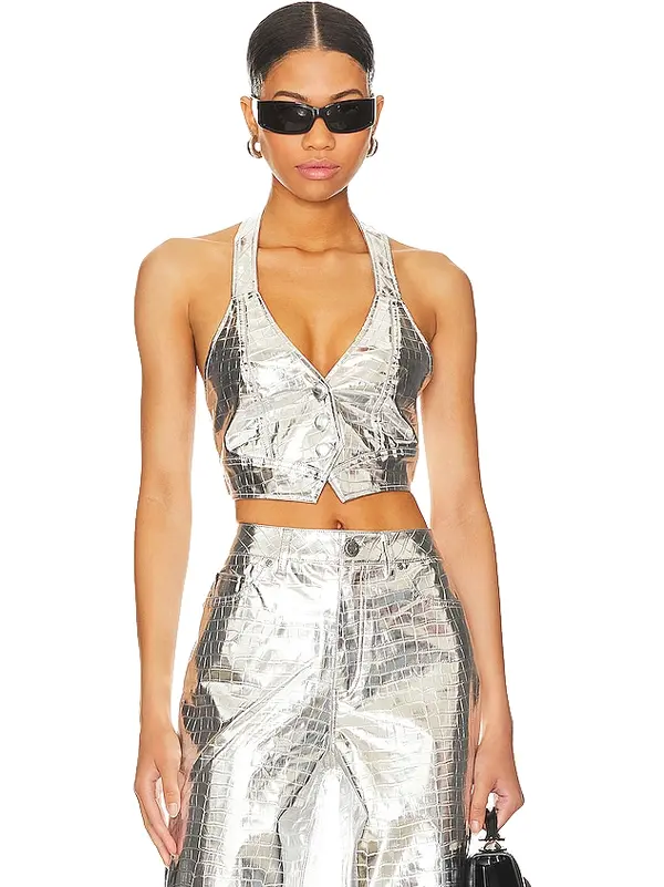 AFRM Harlan Metallic Vest - Metallic Silver