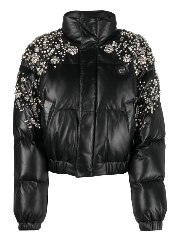 Philipp Plein Crystal-embellished Puffer Jacket - Black