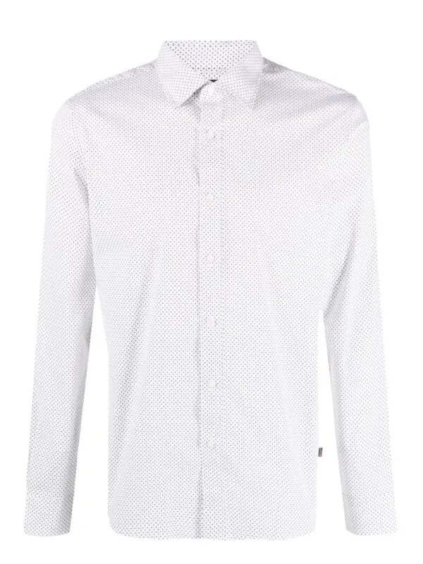 Michael Kors Ls Spread Mosaic Star Stretch-cotton Shirt - White