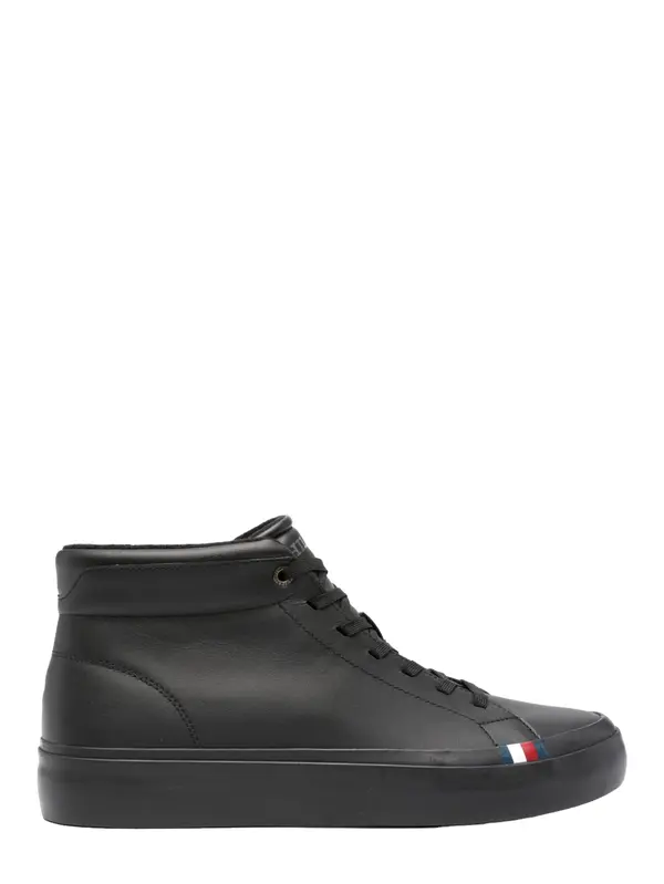 Tommy Hilfiger Leather Lace-up Sneakers - Black