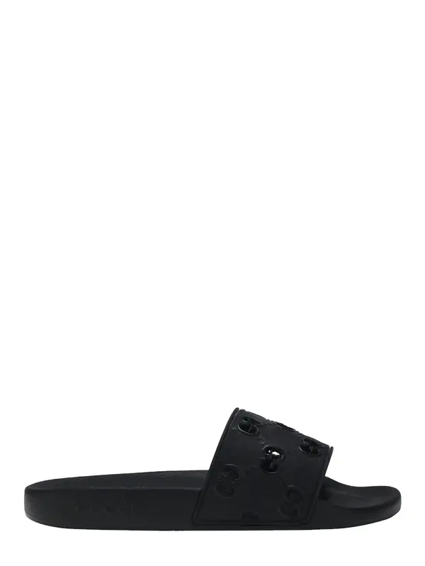 Gucci Rubber Gg Slides - Black