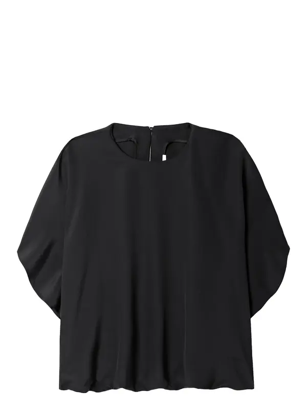 FFORME Kaia Draped Cape-effect Silk-crepe Top - Black