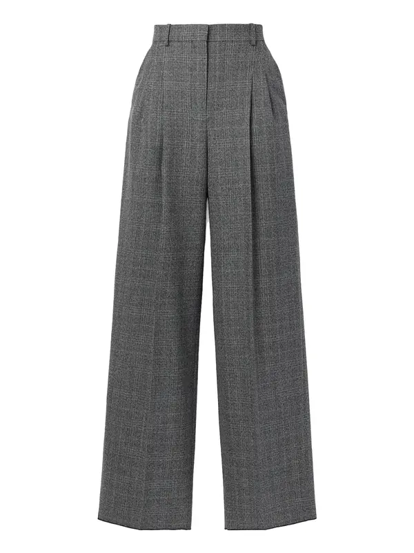 Veronica De Piante Billie Pleated Prince Of Wales Checked Wool Trousers - Gray