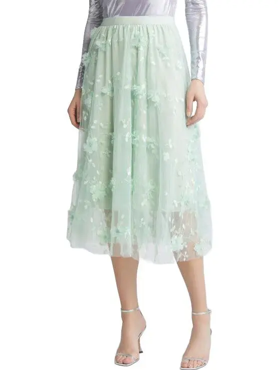 NIKKI LUND Audra Floral Appliqué Maxi Skirt - Green
