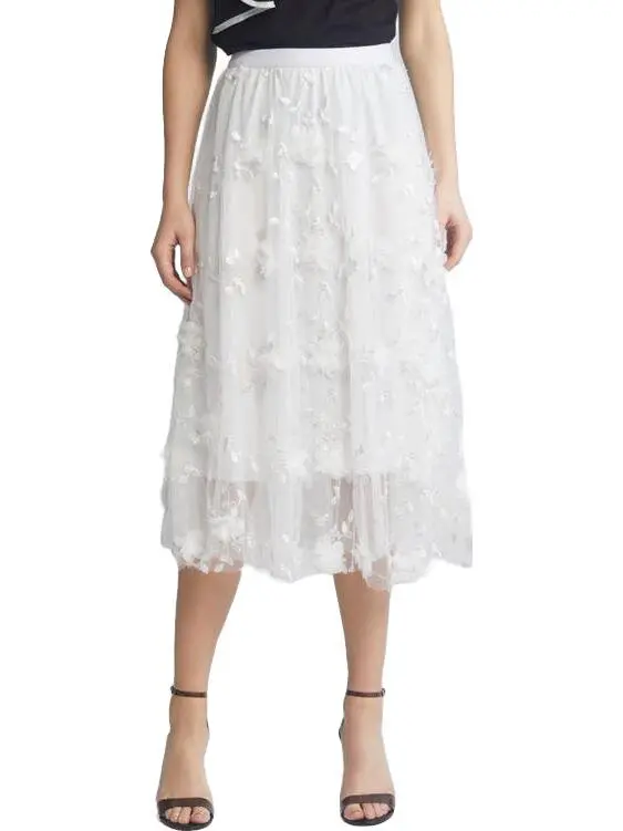NIKKI LUND Audra Floral Appliqué Maxi Skirt - White