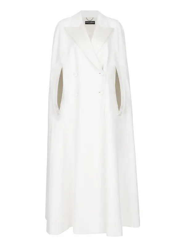 Dolce & Gabbana Double-breasted Wool Cape - White