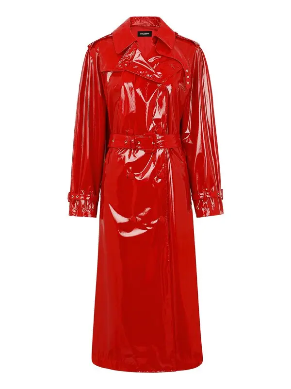 Dolce & Gabbana Patent Leather Trench Coat - Red