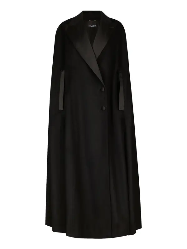 Dolce & Gabbana Single-breasted Wool And Cashmere Cape - Black
