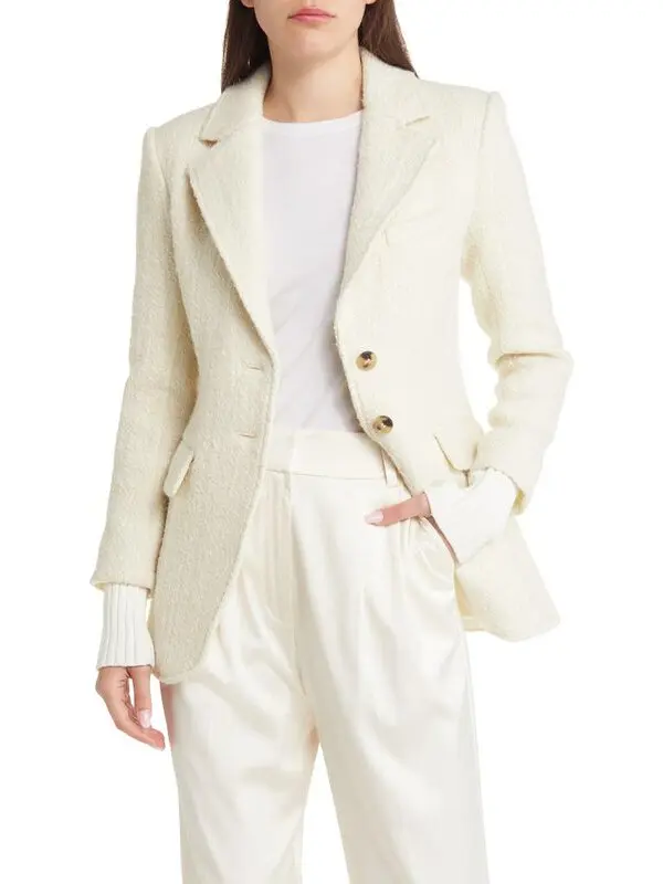 FAVORITE DAUGHTER The City Layered Tweed Blazer - White Boucle