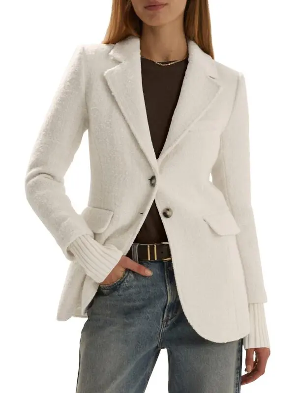 FAVORITE DAUGHTER The City Layered Tweed Blazer - White Boucle
