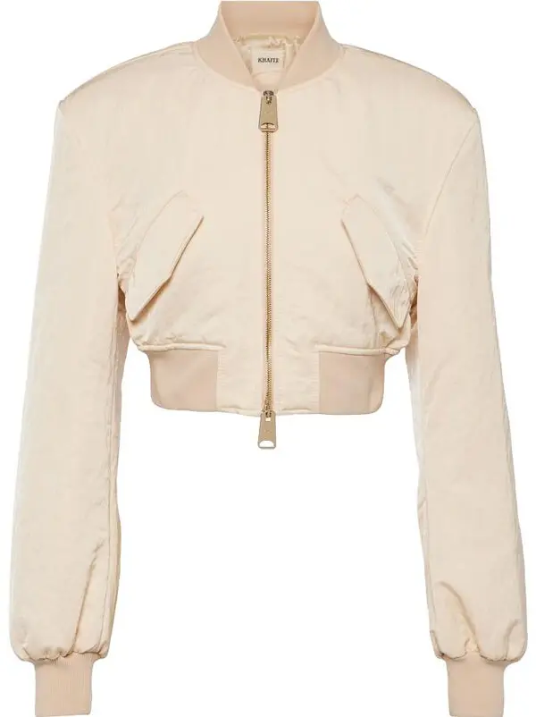 Khaite Reggie Cropped Bomber Jacket - White
