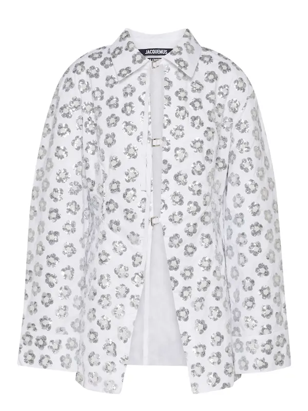 Jacquemus Lavoir Sequinned Cotton-blend Shirt - White