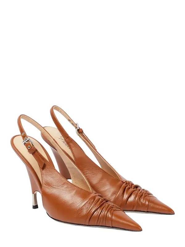Blumarine Leather Slingback Pumps - Brown