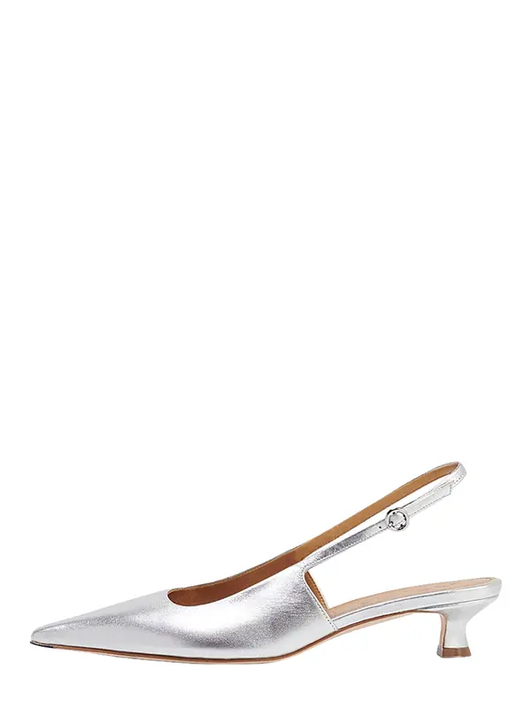 AeydĒ Catrina Slingback Kitten Heel Pumps - Silver