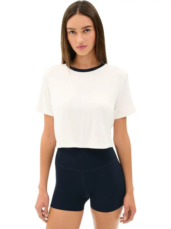 Splits59 Djuna Crop Ringer - White/indigo