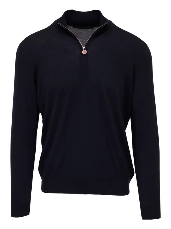 Kiton Half-zip Wool Jumper - Blue
