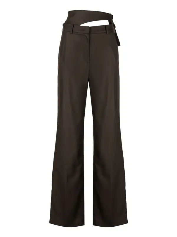 SYSTEM Cut-out Wool Tailored Trousers - Brown