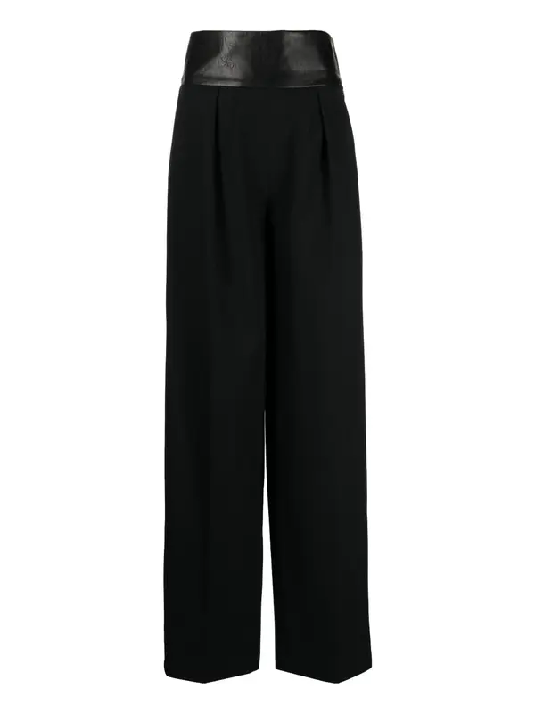SYSTEM High-waist Pleat-detailing Tailored Trousers - Black