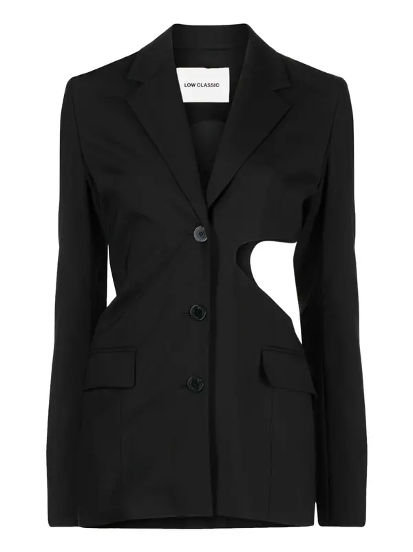 LOW CLASSIC Notched-lapel Cut-out Blazer - Black