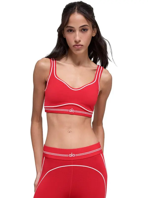 Alo Yoga Airbrush Heart Throb Bra - Bright Red/white
