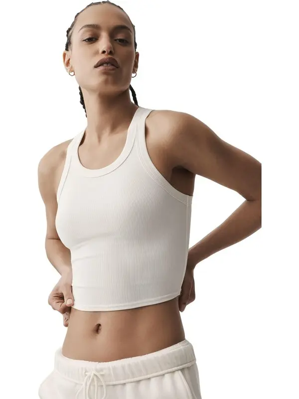 Alo Yoga Goddess Ribbed Go-to Tank Top - Ivory