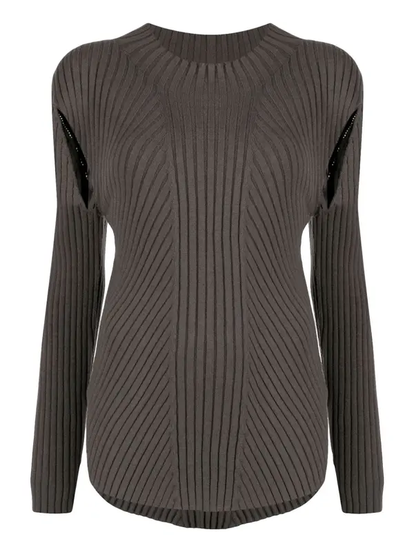 LOW CLASSIC Ribbed-knit Jumper With Cut-out Detailing - Green