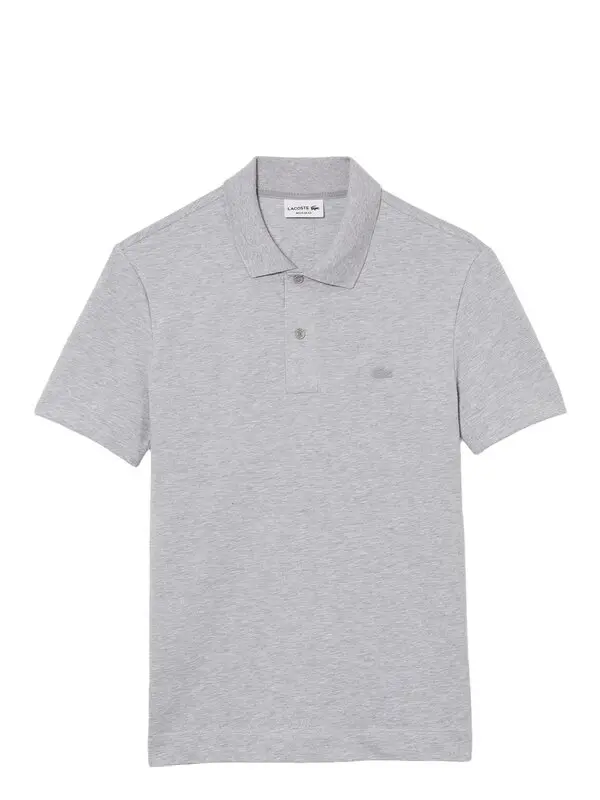 Lacoste Solid Stretch Cotton Blend Polo Shirt - Argent Chine