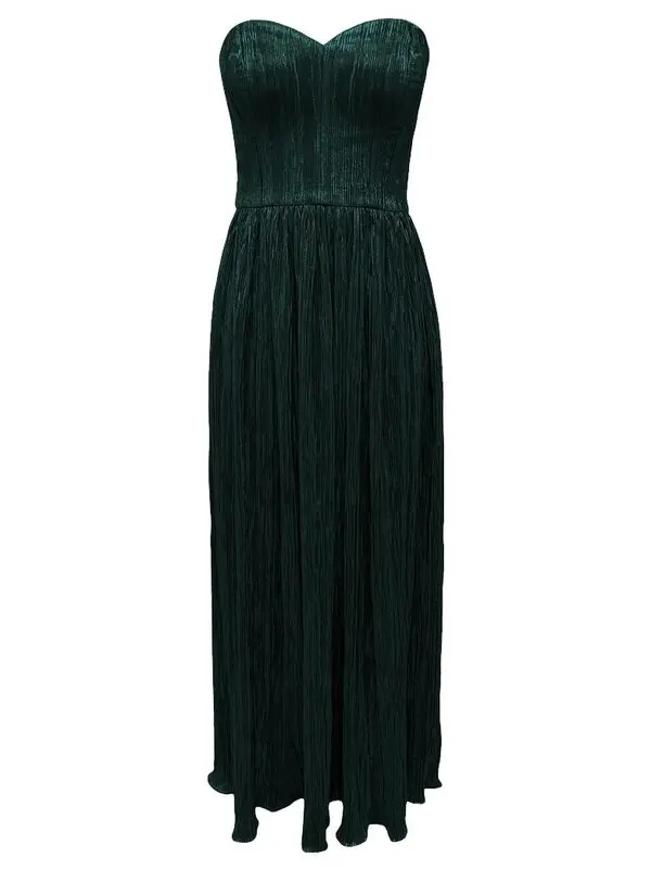 Dress The Population Audrina Plissé Strapless Gown - Deep Emerald