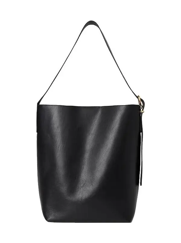Madewell The Essential Bucket Tote In Leather - Black