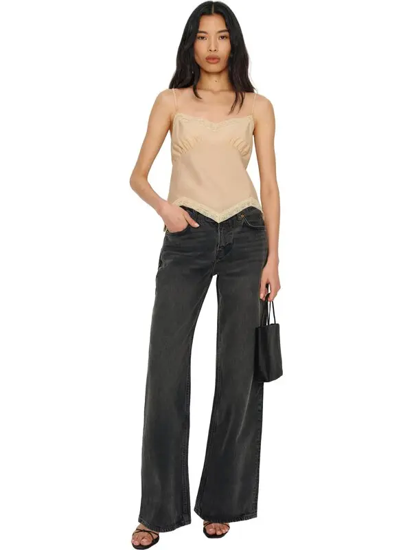 REFORMATION Cary Low Rise Wide Leg Jeans - Black