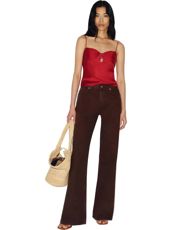 REFORMATION Cary Low Rise Wide Leg Jeans - Brown