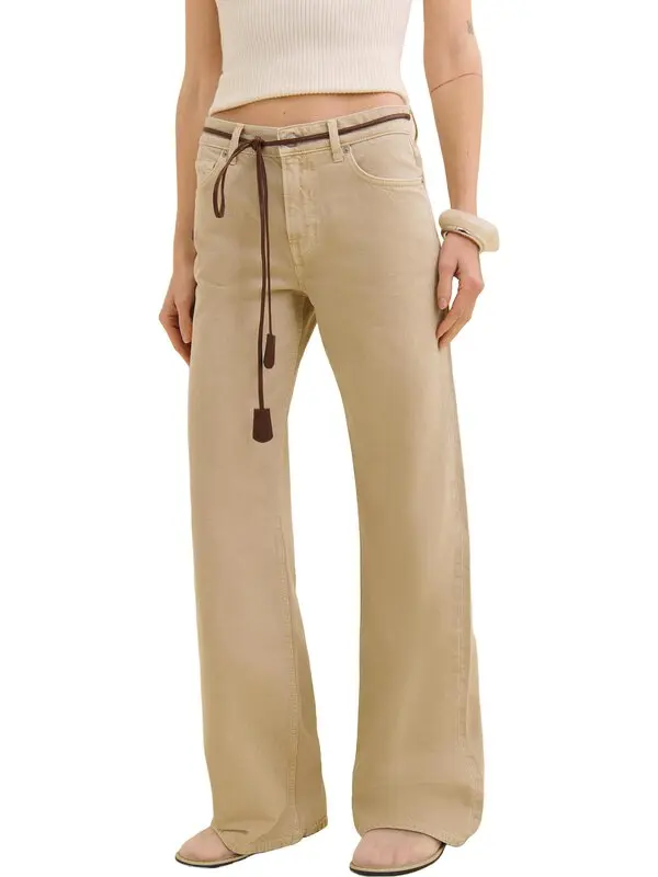 REFORMATION Cary Low Rise Wide Leg Jeans - Ivory