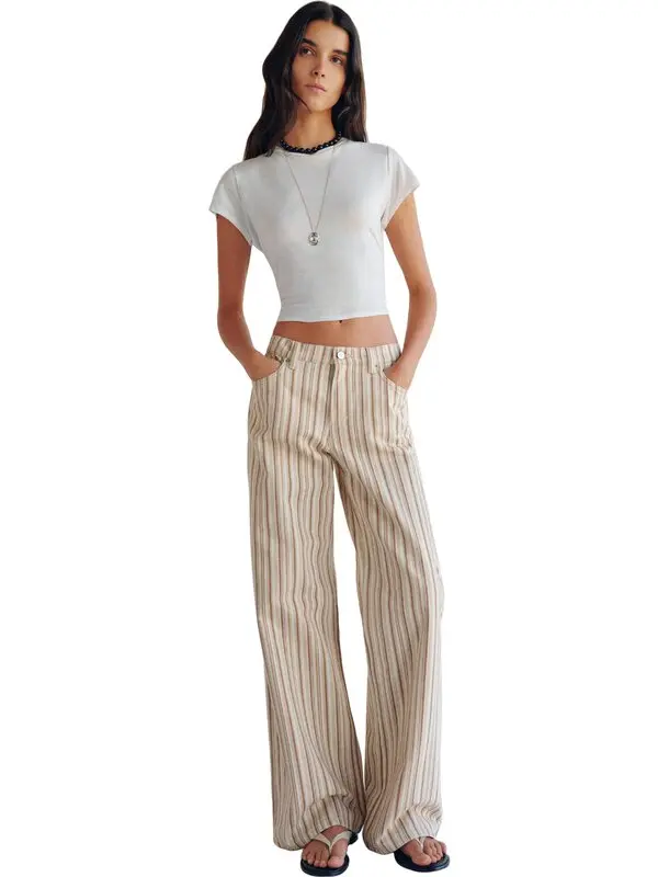 REFORMATION Cary Low Rise Wide Leg Jeans - Multi