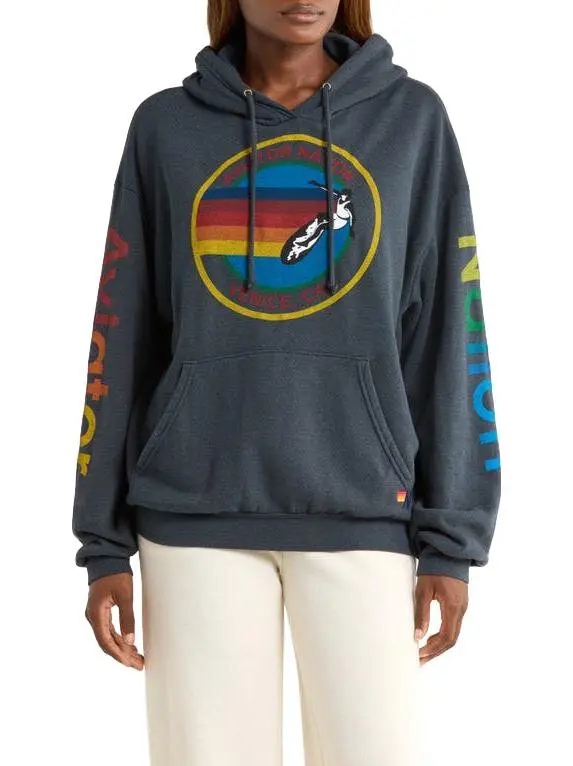 Aviator Nation Relaxed Graphic Hoodie - Charcoal