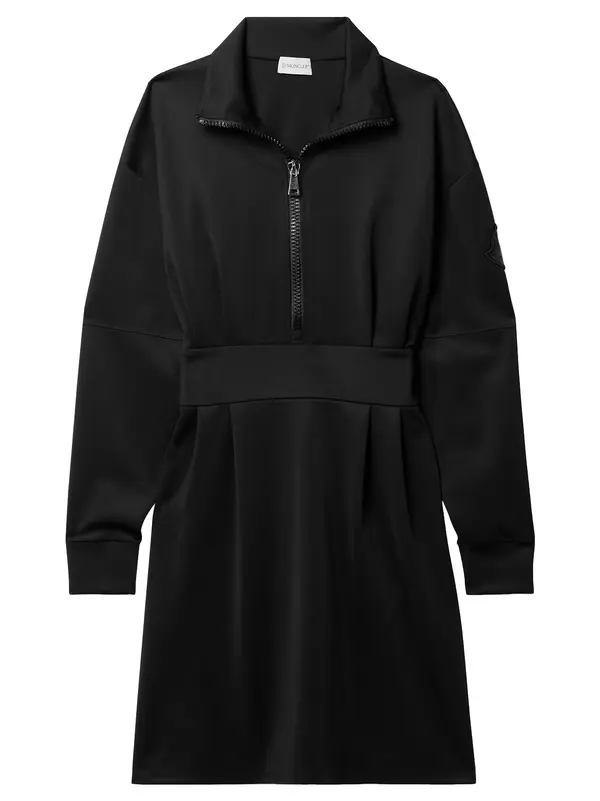 Moncler Pleated Ponte Mini Dress - Black