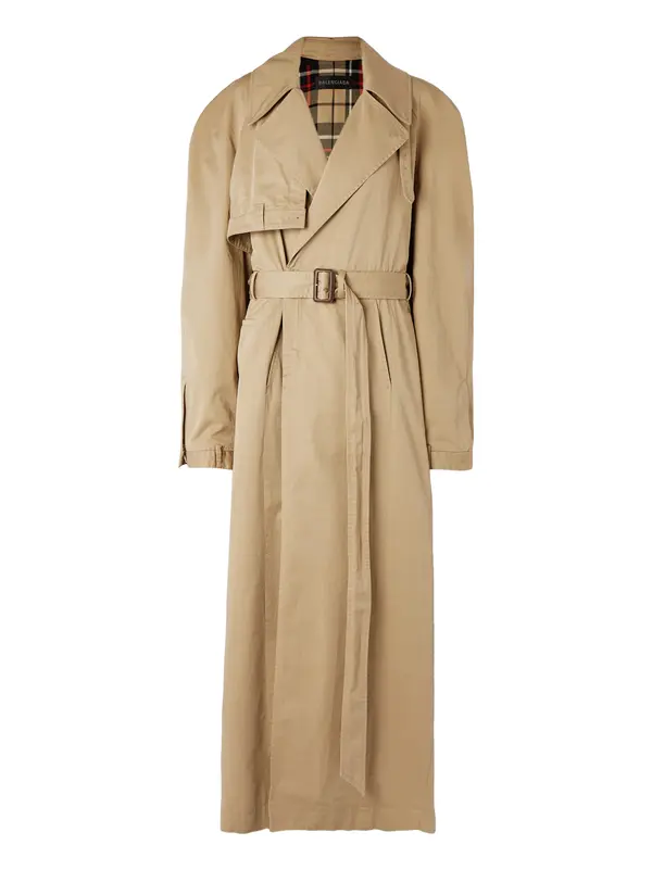 Balenciaga Oversized Asymmetric Cotton-twill Trench Coat - Neutrals