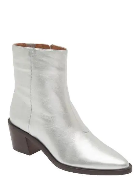 Madewell The Darcy Leather Ankle Boots - Silver