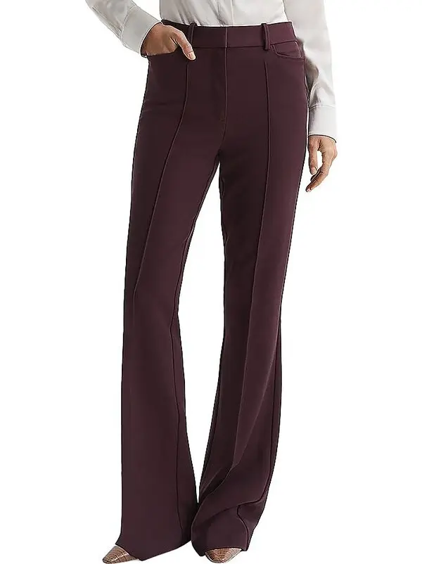 REISS Gabi Flare Leg Trousers - Berry