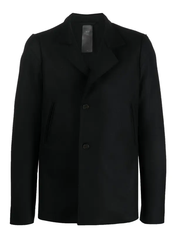 SAPIO Double-breasted Cotton-wool Blazer - Black