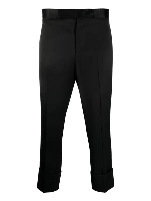 SAPIO Satin-finish Cropped Tailored Trousers - Black