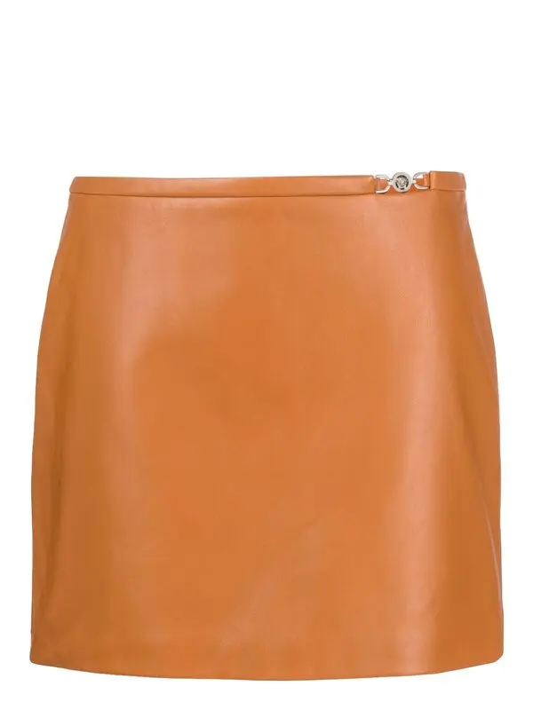 Versace Medusa-embellished Leather Miniskirt - Brown