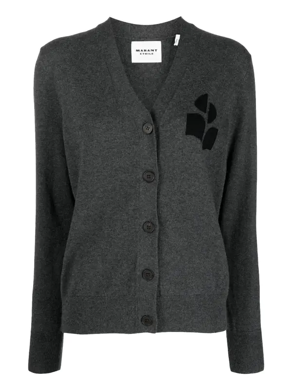 MARANT ETOILE Karin Logo-intarsia Cardigan - Grey