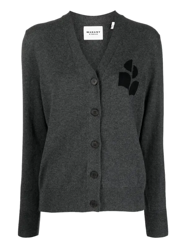 MARANT ETOILE Karin Logo-intarsia Cardigan - Grey