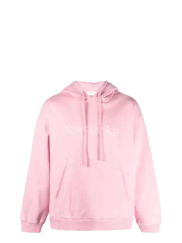 Nanushka Logo-embroidered Cotton Hoodie - Pink
