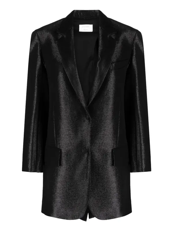 Sportmax Single-breasted Metallic-finish Blazer - Black