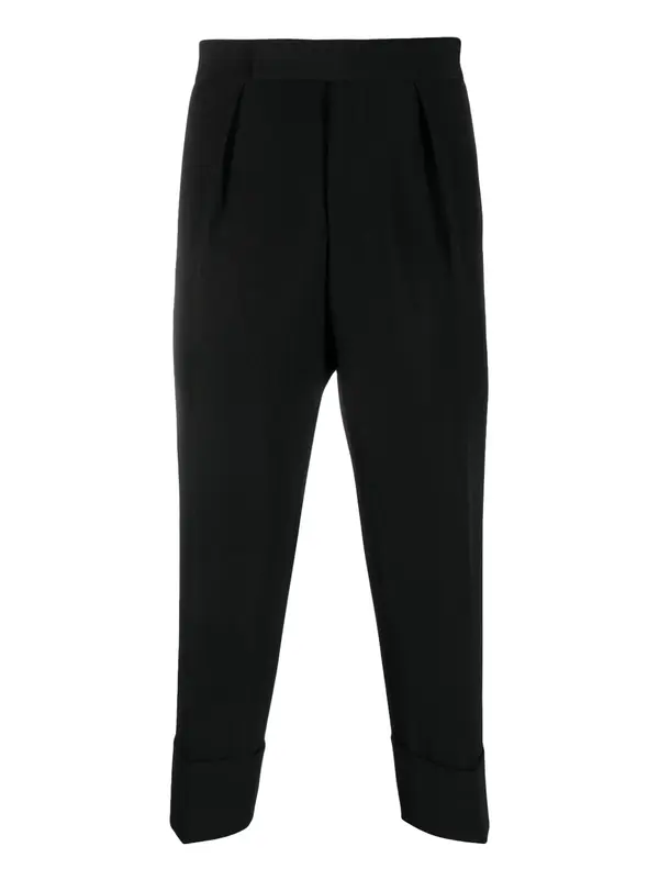 SAPIO Pleat-detail Wool-cotton Tailored Trousers - Black