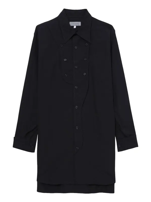 Yohji Yamamoto Long-sleeved Buttoned Cotton Shirt - Black