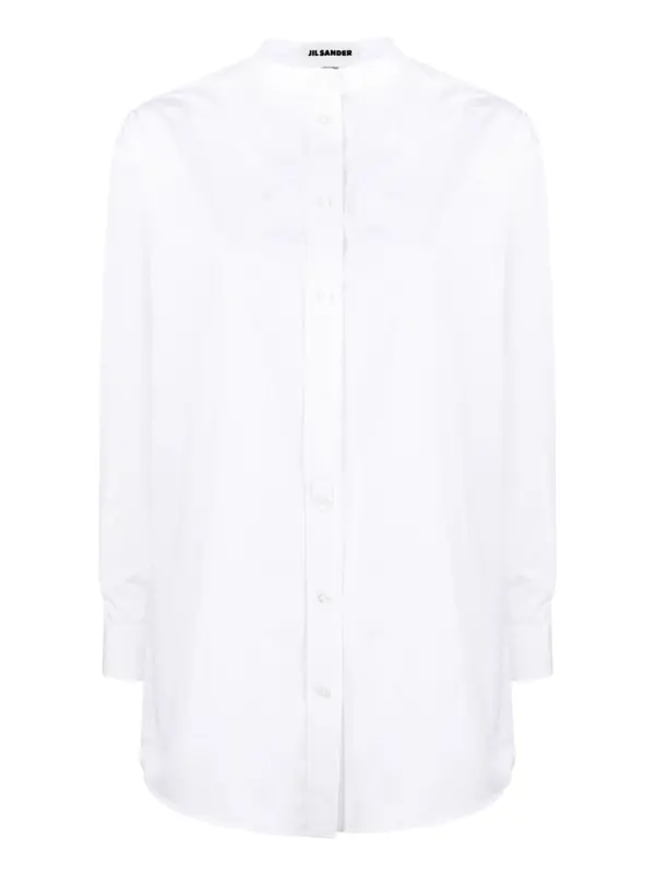 JIL SANDER Band-collar Cotton Poplin Shirt - White
